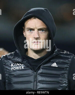 Jamie Vardy von Leicester City hat einen Schuss von Norwich City ...