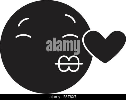 Küssendes Herz Cartoon Emoticon Emoji Icon Gesicht Stock-Vektorgrafik ...