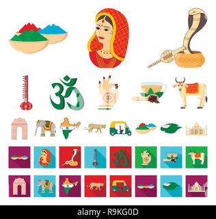 Attribute, Aum, Cartoon, flach, Charakter, Sammlung, Land, Kuh, Kultur ...
