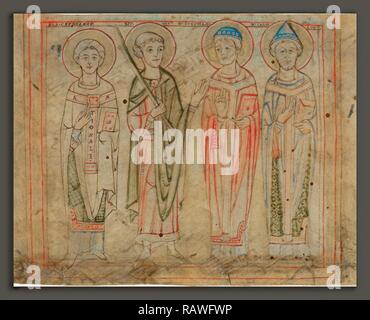 Deutsche aus dem 12. Jahrhundert, heilige Cyprian, Vitus, Stephan, und Cornelius, dritten ...