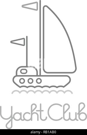 Single Segelboot Symbol isoliert auf weißem Hintergrund. Segelschiff ...