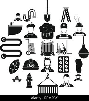 Menschen verschiedener Berufe schwarze Symbole in der Sammlung für ...