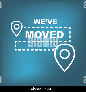 Wir sind umgezogen. Umzug Büro anmelden. Clipart Bild auf blauem ...