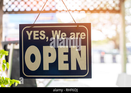 ja, wir sind offen Schild, vintage Restaurant Schild, Open Schild in ...