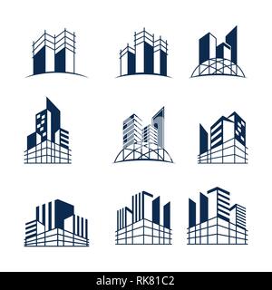 Gebäude logo Bundle, verschiedene Formen und Modelle von Gebäuden mit ...