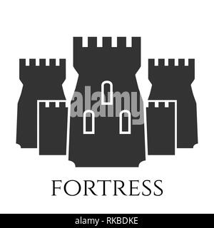 Vektor Festung Symbol auf weißem Hintergrund. Märchenschloss schwarzes ...