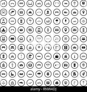 100 Stadt Symbole im Comic-stil auf lila Hintergrund vector Abbildung ...