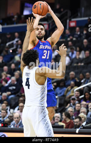 DePaul guard Max Strus (31) shoots against Marquette guard Markus ...