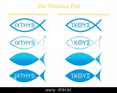 Logo der Kirche. Christliche Symbole. Fisch - ein Symbol für Jesus ...