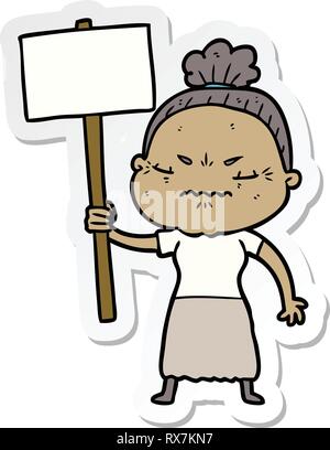 Cartoon genervt alte Dame Stock-Vektorgrafik - Alamy
