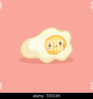 Kawaii Spiegelei Essen cartoon Vector Illustration Stock-Vektorgrafik ...