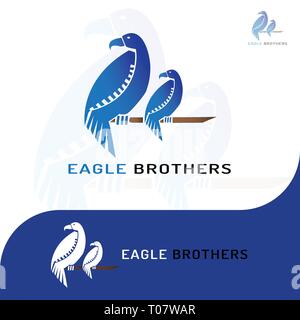 Dieses Logo ist ein Bild von zwei Adler-Brüdern, die einen Baumstamm ...