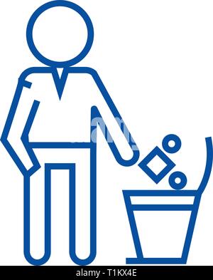 Hand werfen ein Papier in einen Papierkorb. Papier Recycling, Abfall ...