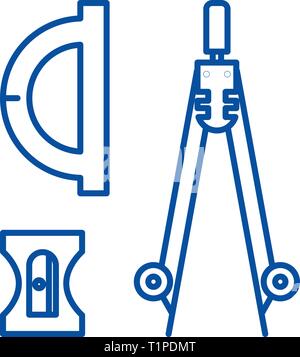 Kompass, Spitzer, Lineal Symbol Leitung, Vektor. Kompass, Spitzer ...