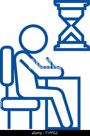Examing, Testen, schreiben Mann an Schreibtisch Symbol Leitung, Vektor ...