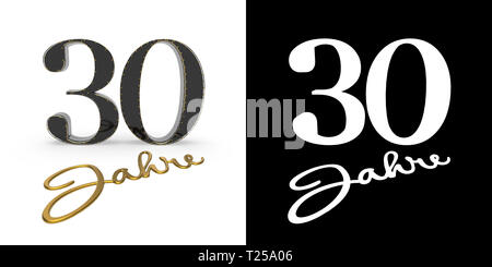Goldene Zahl dreißig (30 Jahre) auf weißem Hintergrund mit Muster ...
