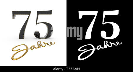 Goldene Zahl 75 (Nummer 75) und die Inschrift Jahre mit Schlagschatten ...