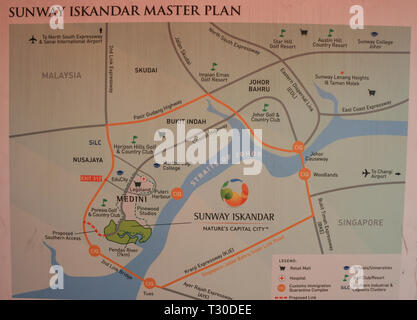 Masterplan Karte von Iskandar Puteri, Johor, Malaysia Stockfotografie ...