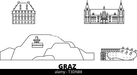 Österreich, Graz Architektur Linie skyline Abbildung. linear vector ...