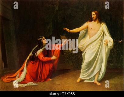 Der auferstandene Christus erscheint Maria Magdalena (Noli me tangere). Detail der Altarbild ...