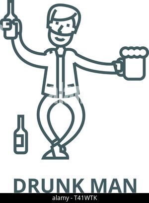 Vektor-Symbol für betrunkene menschliche Umrisse. Dünne Linie schwarz ...
