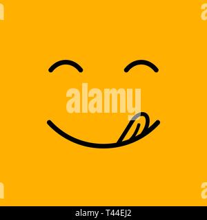 Hungriger Emoticon oder Emoji-Symbol. Lecker gelbes Smiley in flachem ...