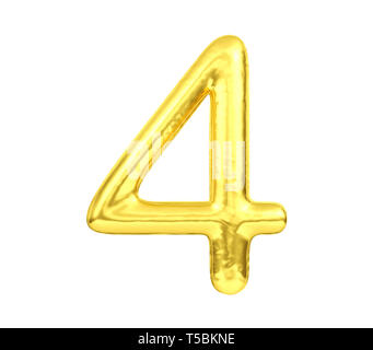 Ziffer 4, vier, isoliert auf weißem Hintergrund, 3d Render Stockfoto ...