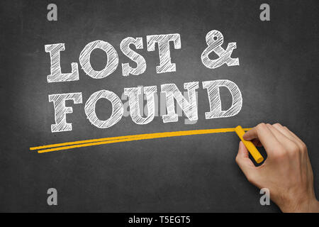 Handschriftertext verloren und gefunden. Konzeptionelles Foto: Ein Ort ...