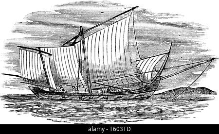 Fischerboot Abbildung, Zeichnung, Gravur, Tinte, Strichzeichnungen ...