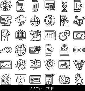 Lineare Symbole für Umsatz und Bezüge festgelegt. Wachstum, Einkommen ...