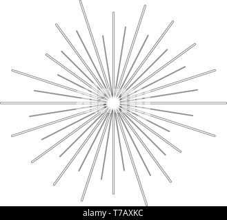 Sonnenstrahlen Sunbeam Konzept Symbol Umrisse Set schwarz Farbe grau ...
