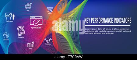 KPI-w Key Performance Indikatoren Web Header Banner und Icon Set Stock ...