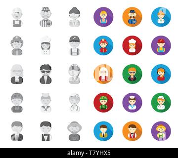 Menschen verschiedener Berufe, Mono, Flachbild Symbole im Set Sammlung ...