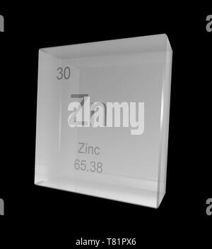 Zink - Zn - chemisches Element Periodensystem 3d render Stockfotografie ...