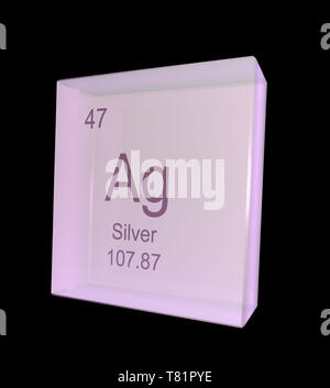 Silber Ag chemisches Element. Silber Schild mit der Ordnungszahl ...
