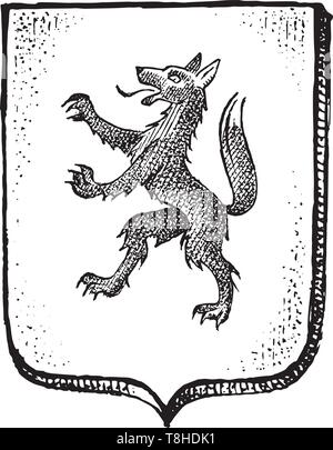 Heraldik im Vintage Style. Gravierte Wappen mit Tieren, Vögel, Tiere ...