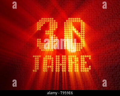 Goldene Zahl dreißig (30 Jahre) auf weißem Hintergrund mit Muster ...