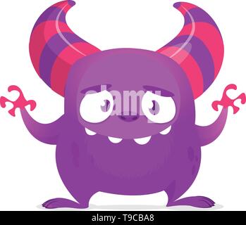 Angst Cartoon Monster winken Hände. Halloween Vektor Illustration von ...
