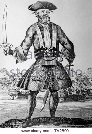 BLACKBEARD - Edward Teach (c 1680-1718) englischer Pirat. Farbige ...