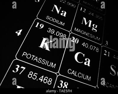 Kalium im Periodensystem der Elemente Stockfotografie - Alamy