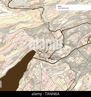 Städtischer Vektor Stadtplan von biel, Schweiz, Europa Stock ...