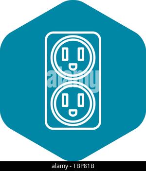 Symbol für doppelte Steckdose. Umriss Doppelsteckdose Vektor-Symbol für ...