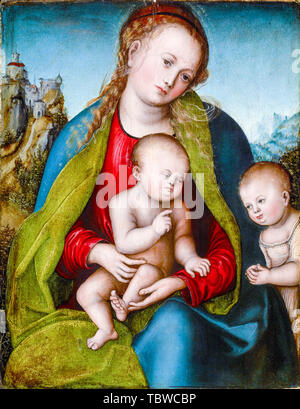 Die Jungfrau und das Kind mit dem Säuglingsheiligen Johannes dem Täufer und zwei Engeln vom Pier ...
