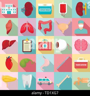 Menschliche Organe spenden Icon Set. Cartoon Set von 9 menschliche ...