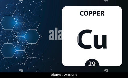 Kupfer chemische Element Periodensystem Wissenschaft Symbol Stockfoto ...