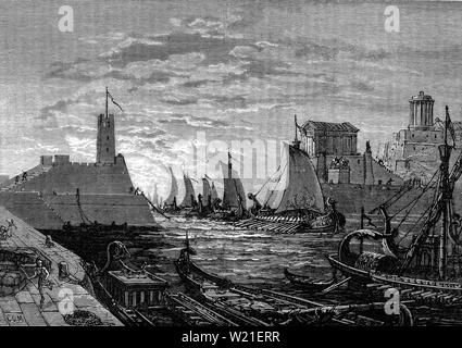 Antiken Griechenland. Piräus oder Hafen von Athen. Gliederung der ...