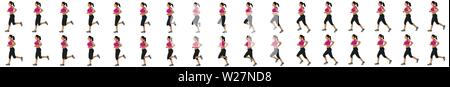 Girl Run Cycle Animation Sequence, Loop Animtion Sprite Sheet Vector Stock-Vektorgrafik - Alamy
