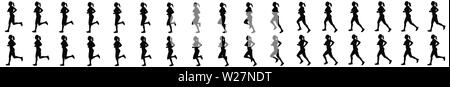 Girl Run Cycle Animation Sequence, Loop Animtion Sprite Sheet Vector Stock-Vektorgrafik - Alamy