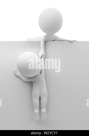 3D-Darstellung. Weiße Menschen fallen weg einer Leiter. Arbeitsunfall ...