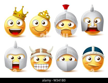 Cartoon Illustration von Lächeln emoji König mit Krone Vektor Abbildung ...